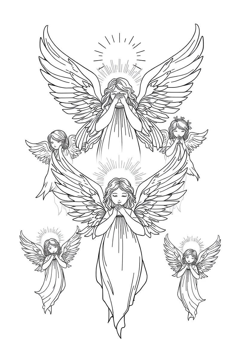 disegni sul Angelo da stampare e colorare 2025