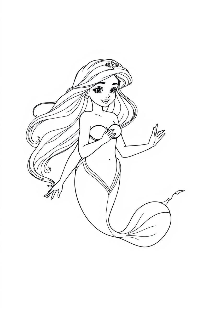 disegni Ariel da colorare e stampare 2025